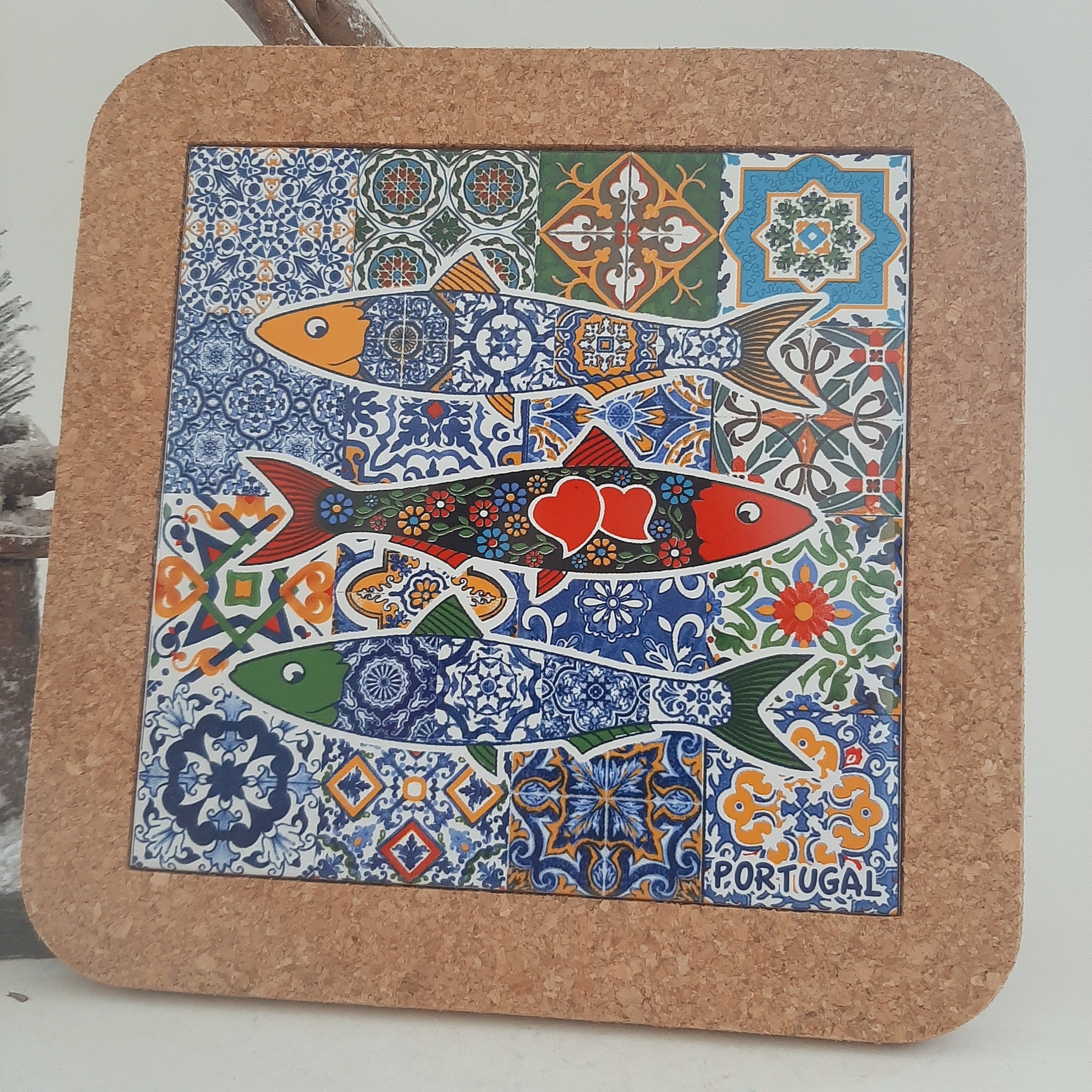 Cork Base With Ceramic / Cork Art / Cork Coaster / Kitchen Utensils ...