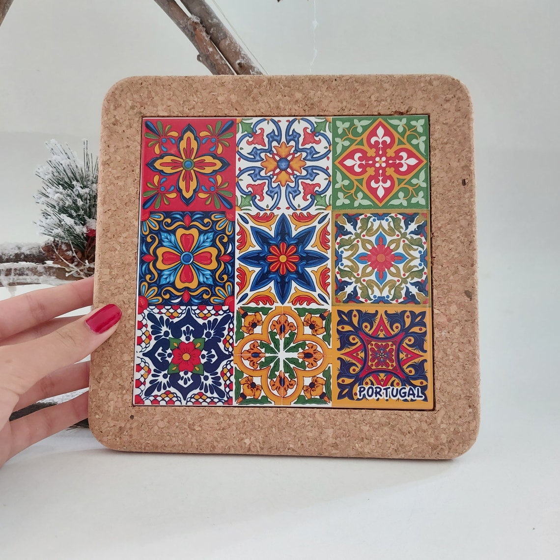 Cork Base With Ceramic / Cork Art / Cork Coaster / Kitchen Utensils ...