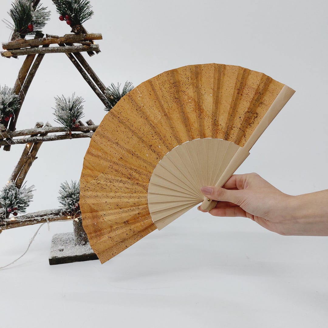 Cork Hand Fan / Cork Hand Folding Fan / Handheld Fan / Vegan Fan / Cork ...