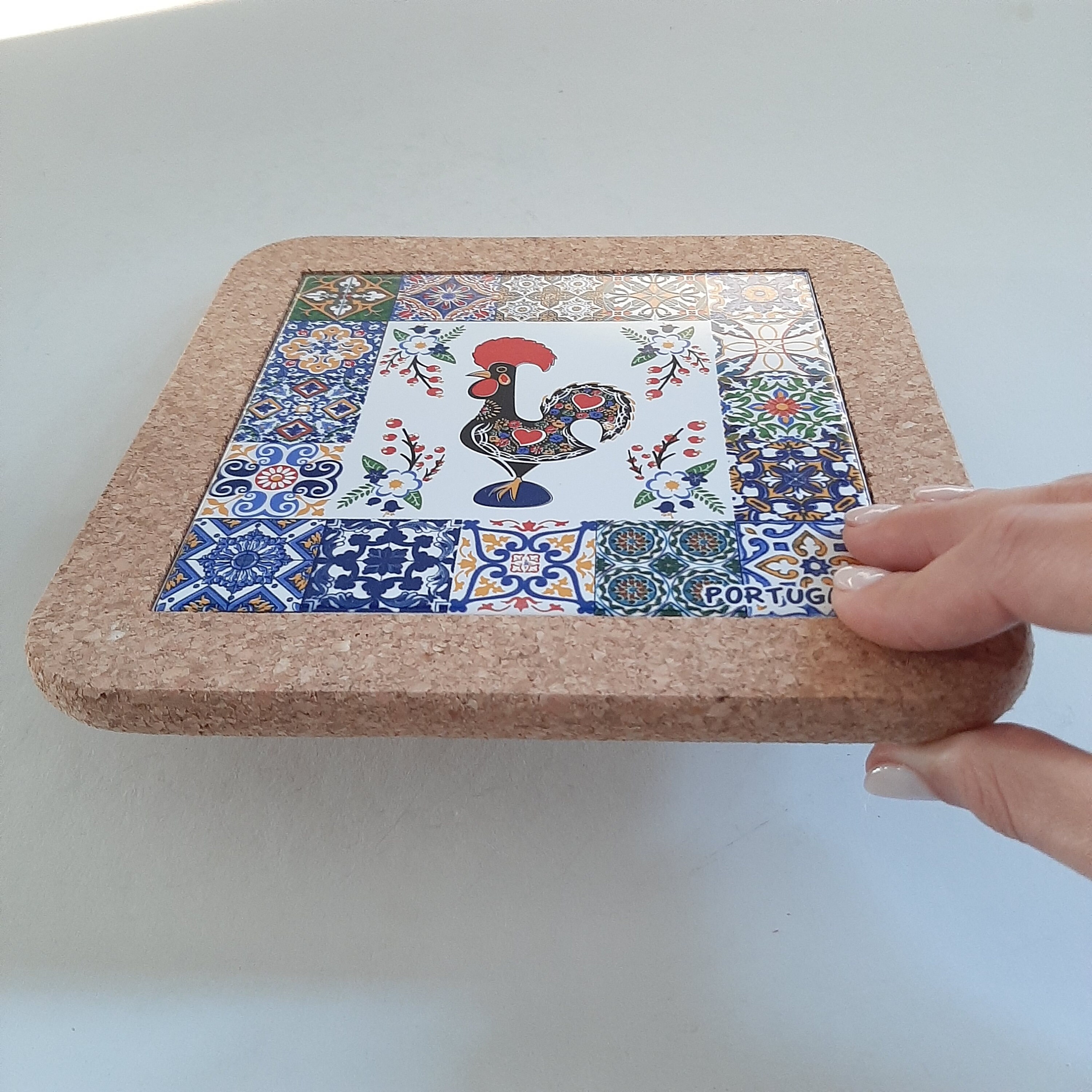 Cork Base With Ceramic / Cork Art / Cork Coaster / Kitchen - Etsy