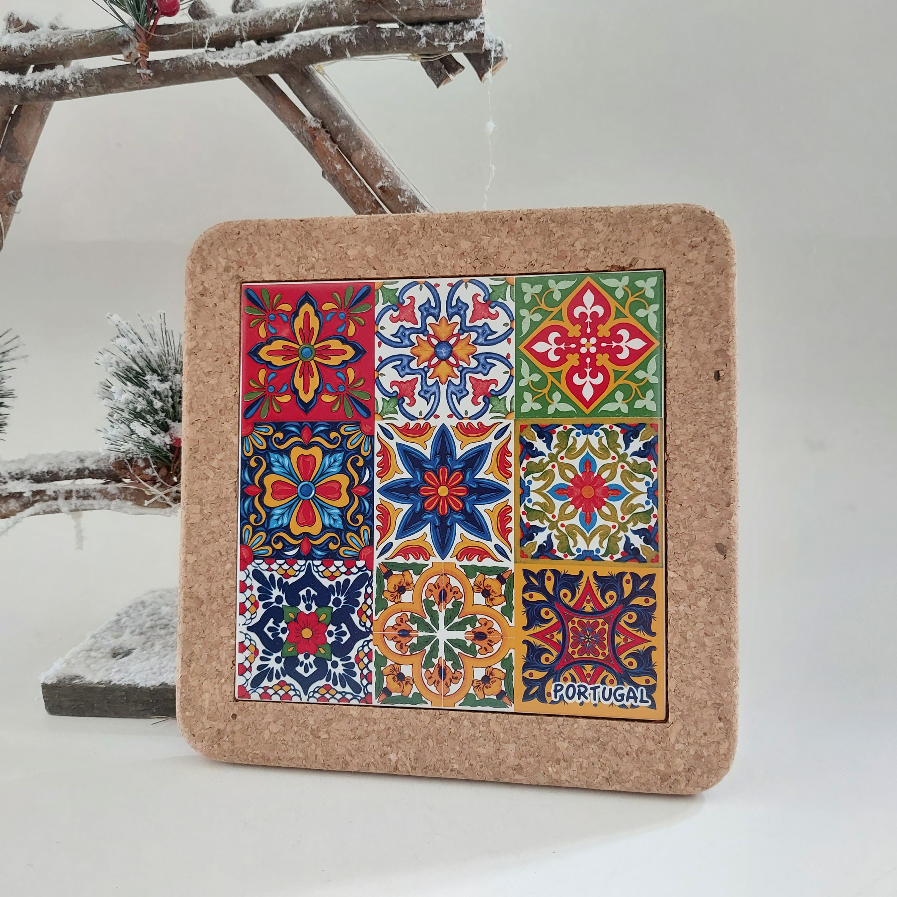 Cork Base With Ceramic / Cork Art / Cork Coaster / Kitchen Utensils ...