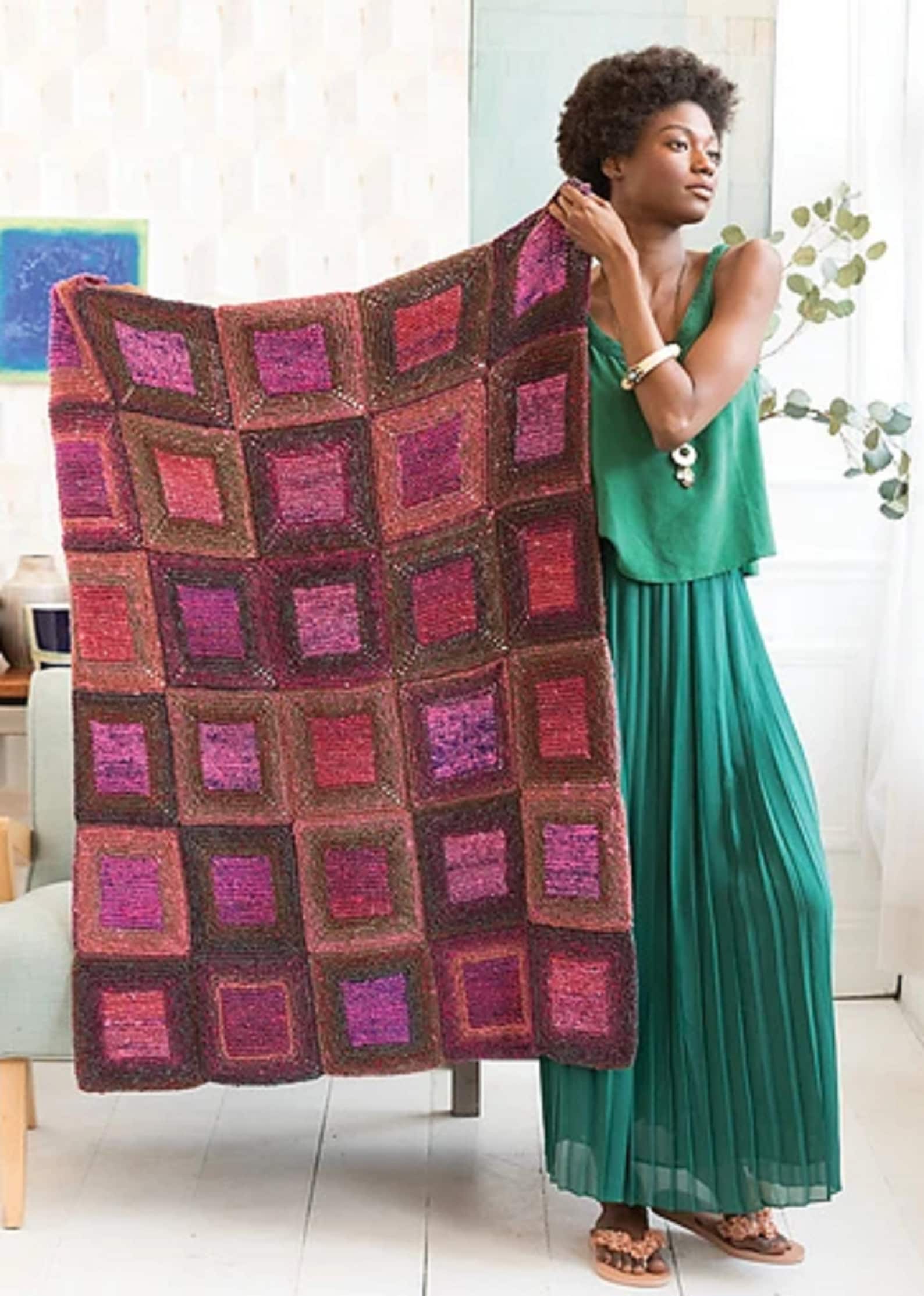 NORO Square in a Square Blanket, Afghan, Throw, PDF Knitting Pattern - Etsy