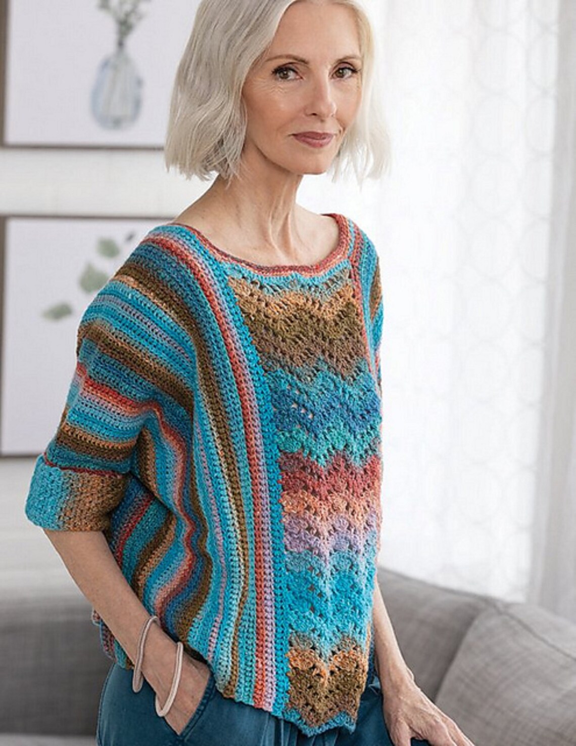 NORO - Turquesa Topper Poncho Top Crochet PDF Pattern - Etsy