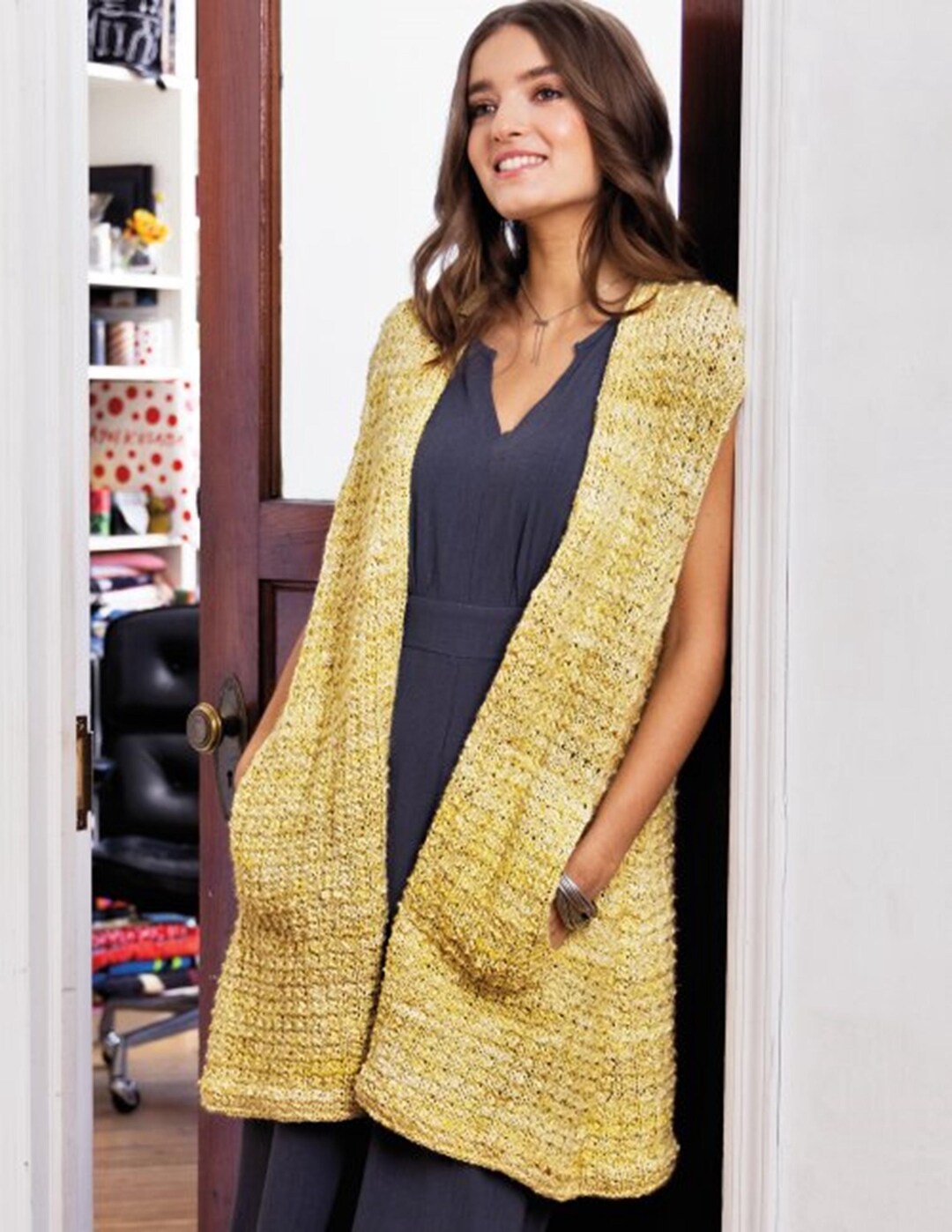 NORO - Willet Vest, Long Sleeveless Cardigan, PDF Knitting Pattern ...