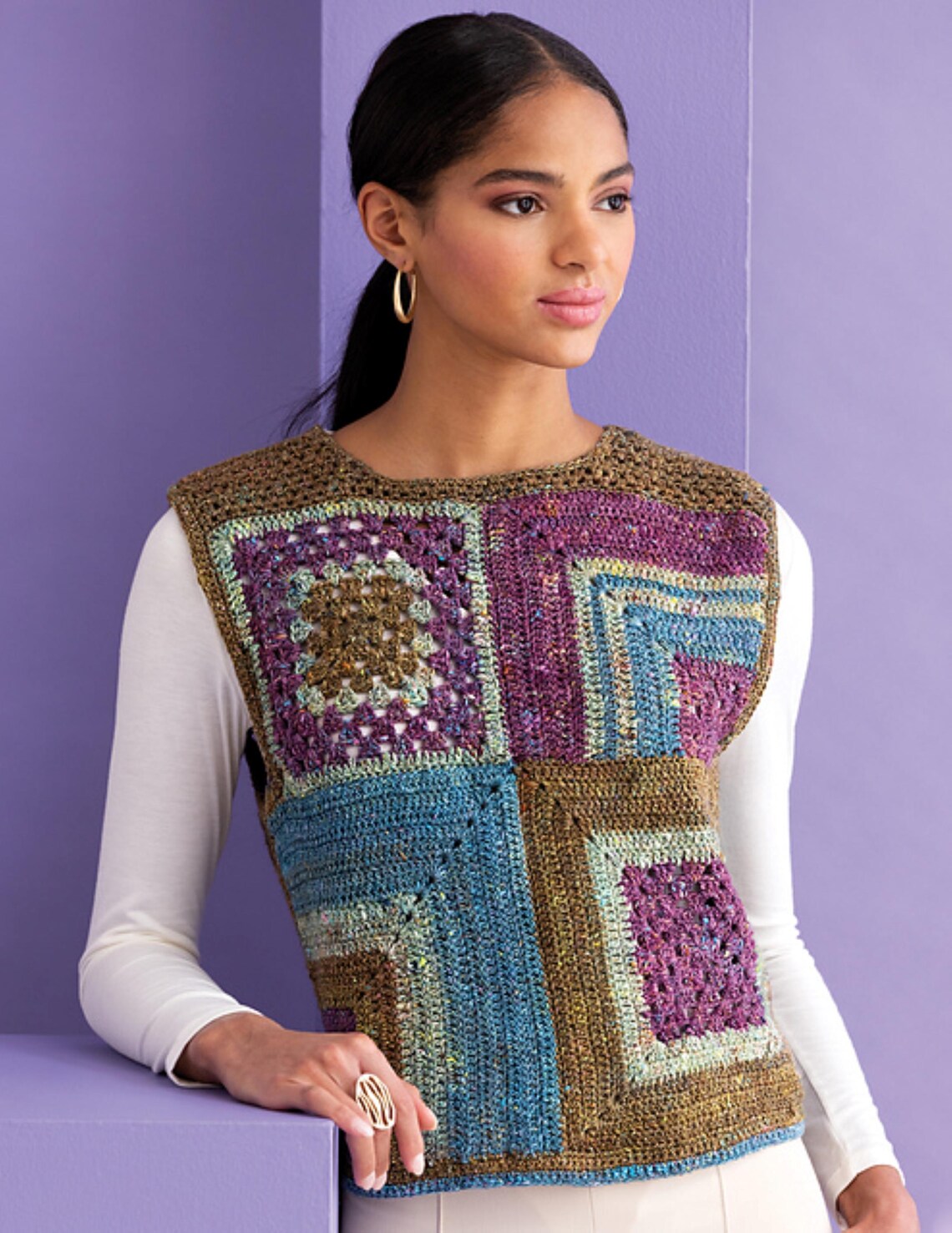 NORO 4-squared Vest, Top, Crochet PDF Pattern, Intermediate, Instant ...