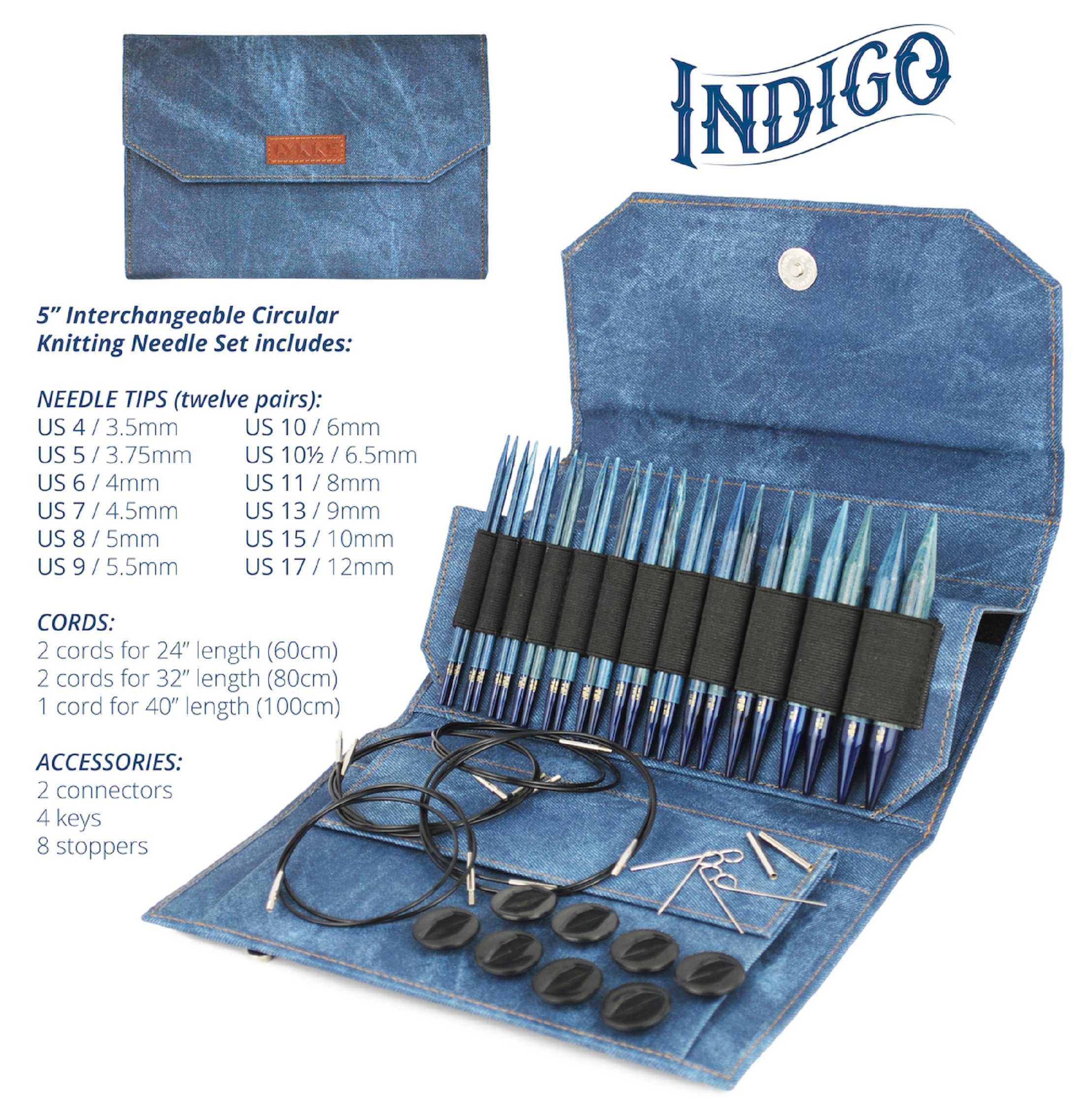 LYKKE Indigo 5-inch Interchangeable Knitting Needles Gift Set - Etsy