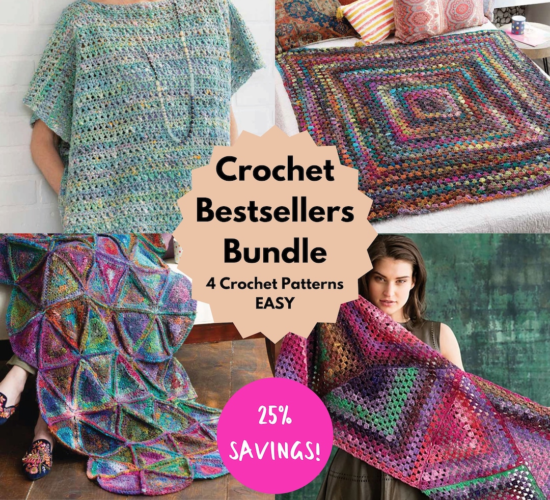 Crochet Bestsellers Bundle, Easy, Pacifica Poncho, Big Granny Afghan ...