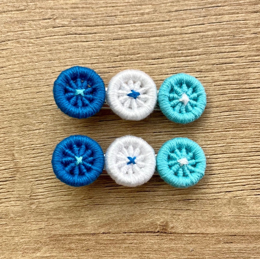 Dorset Button Hair Clips, 2-pack blue/white - Etsy
