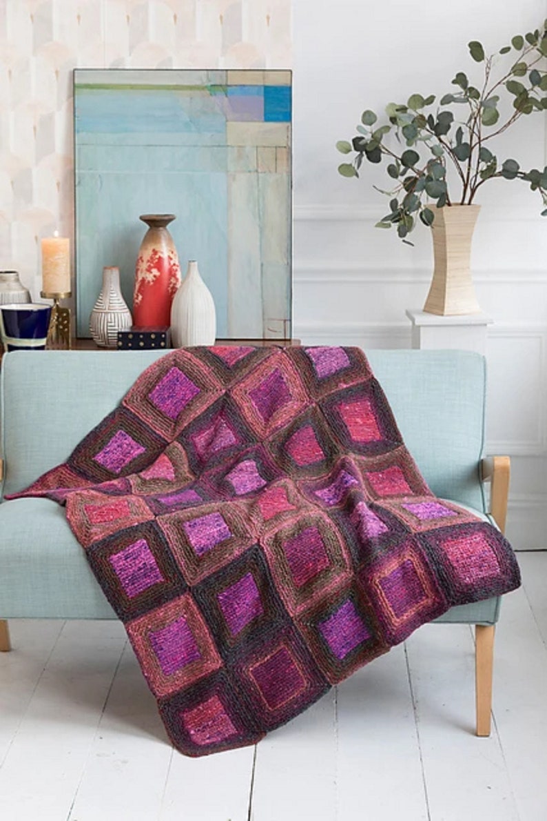 NORO Square in a Square Blanket, Afghan, Throw, PDF Knitting Pattern - Etsy