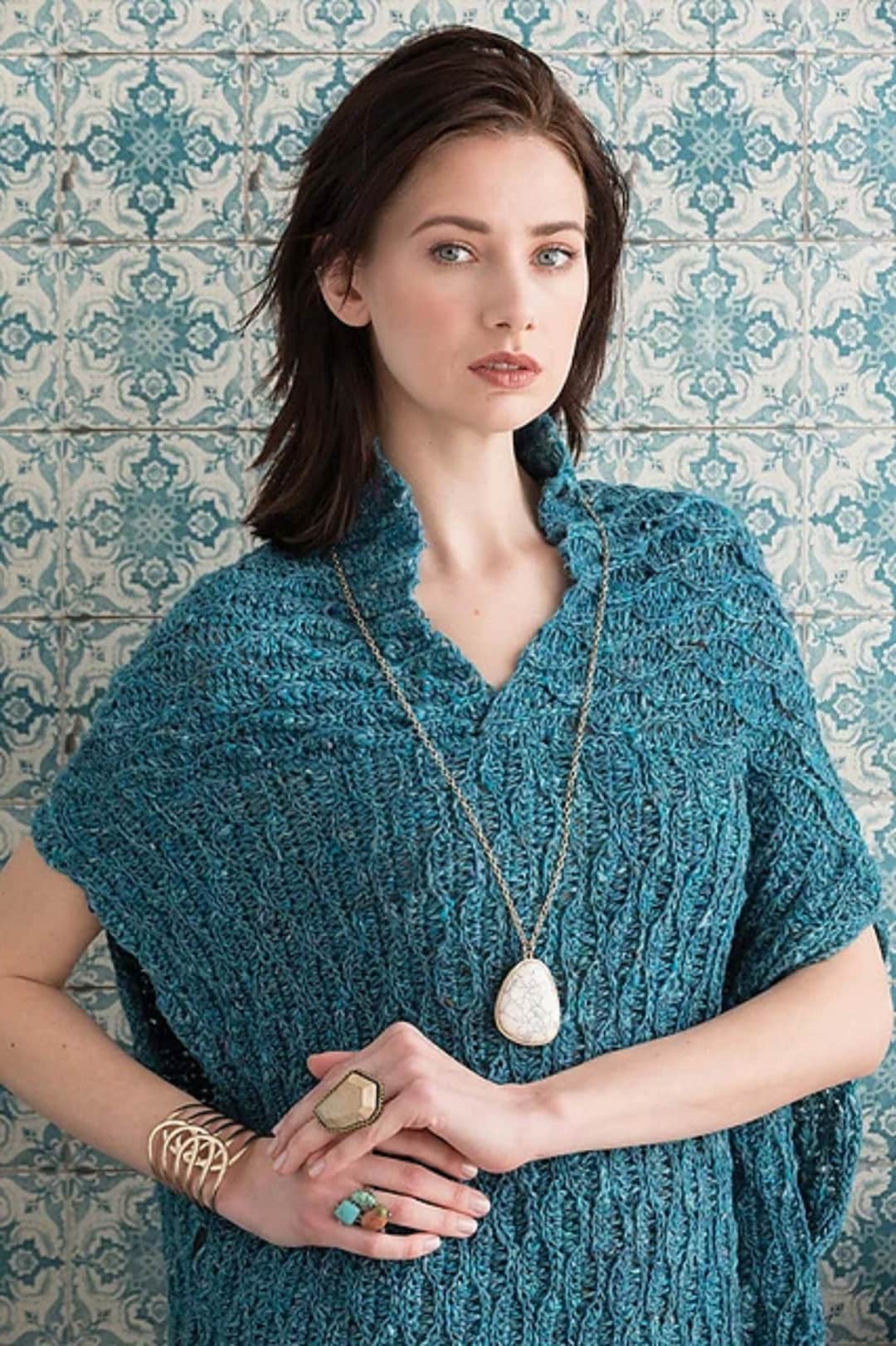 NORO - #12 Crochet Wave Poncho, Tunic Crochet PDF Pattern, Easy ...
