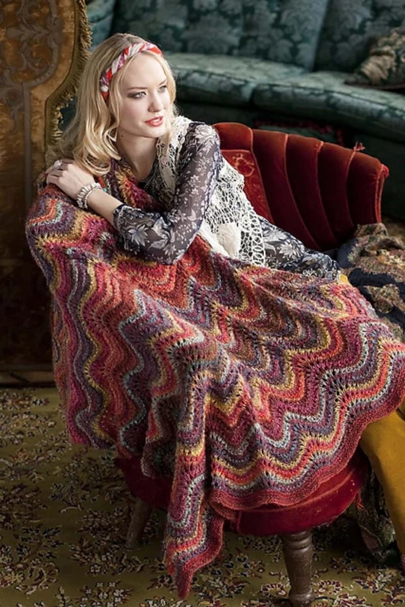 NORO - Feather-and-fan Lace Blanket, Throw PDF Knitting Pattern - Etsy