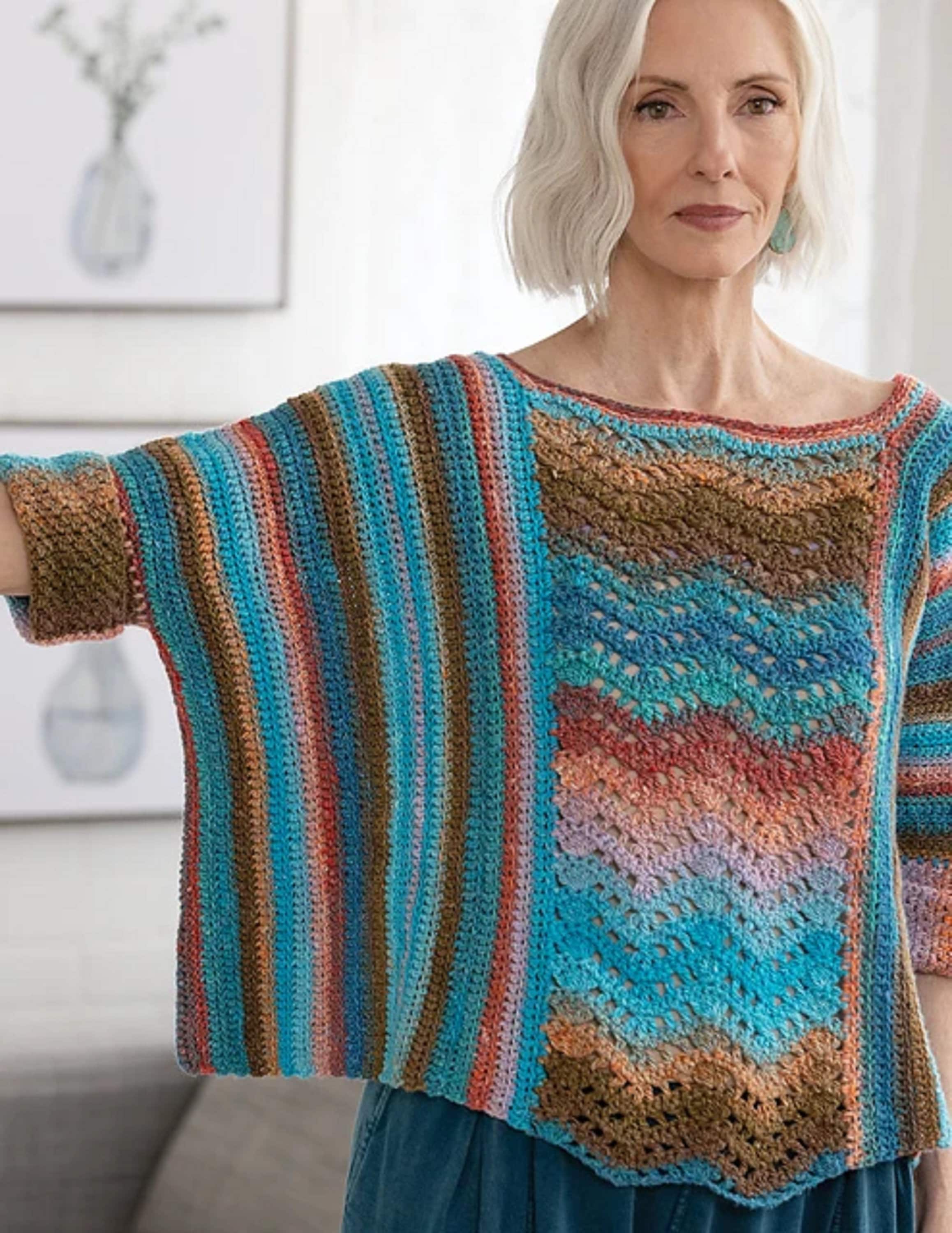 NORO - Turquesa Topper Poncho Top Crochet PDF Pattern - Etsy