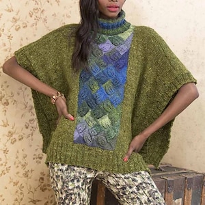 NORO - Entrelac Poncho Top, PDF Knitting Pattern, Intermediate, English ...