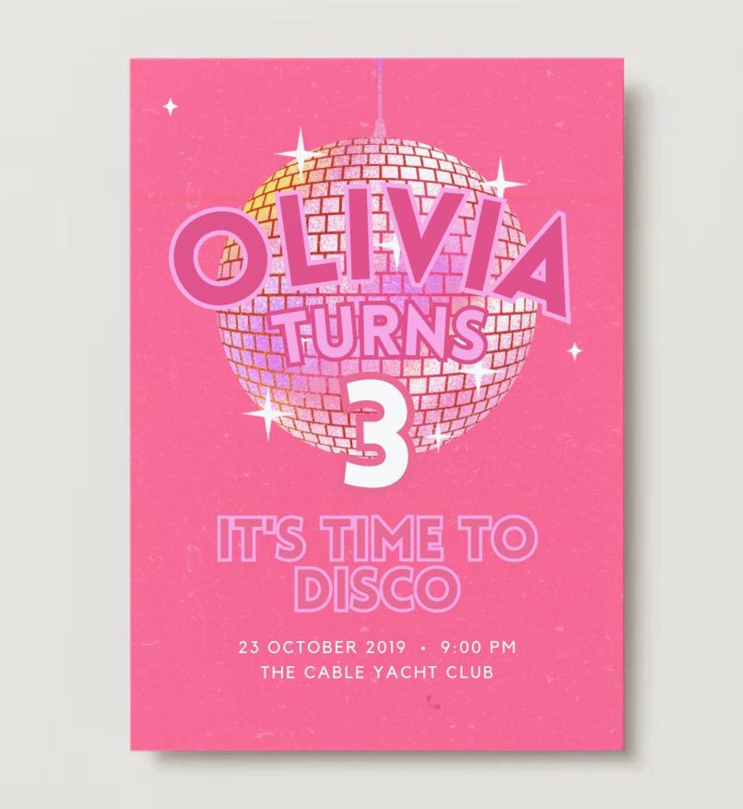 Pink and Disco Birthday Template – Editable Canva Template for ...