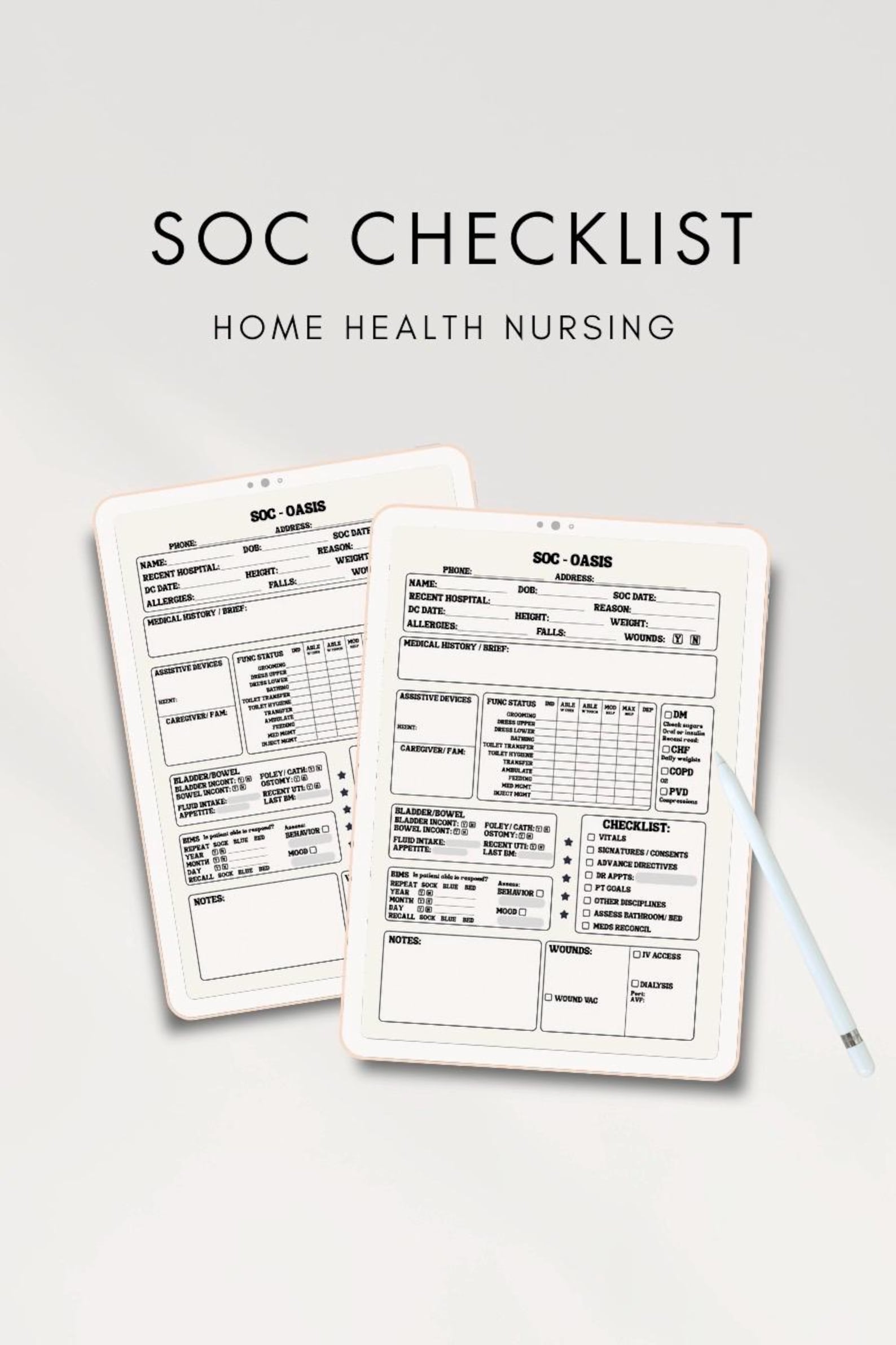 SOC Cheatsheet Home Health Nursing - Etsy