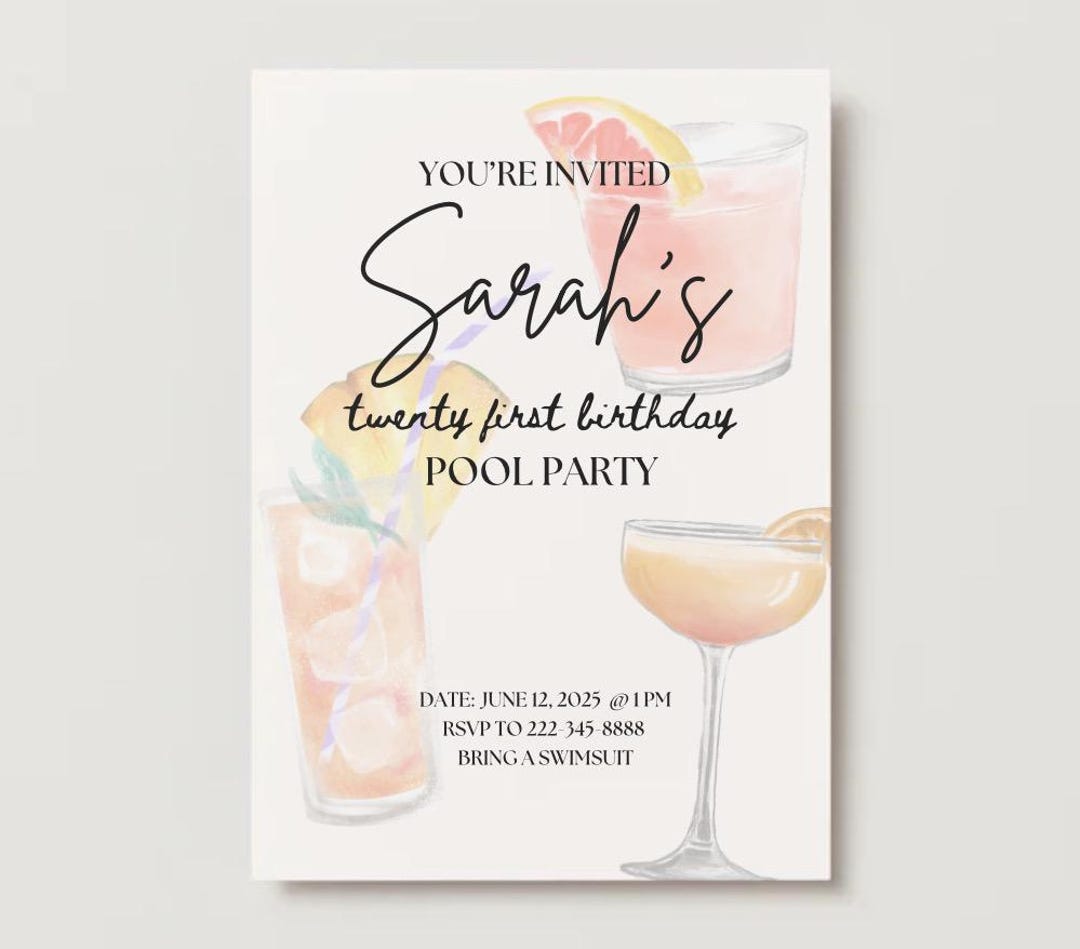 Canva Template - Summer Birthday & Pool Party - Editable and ...