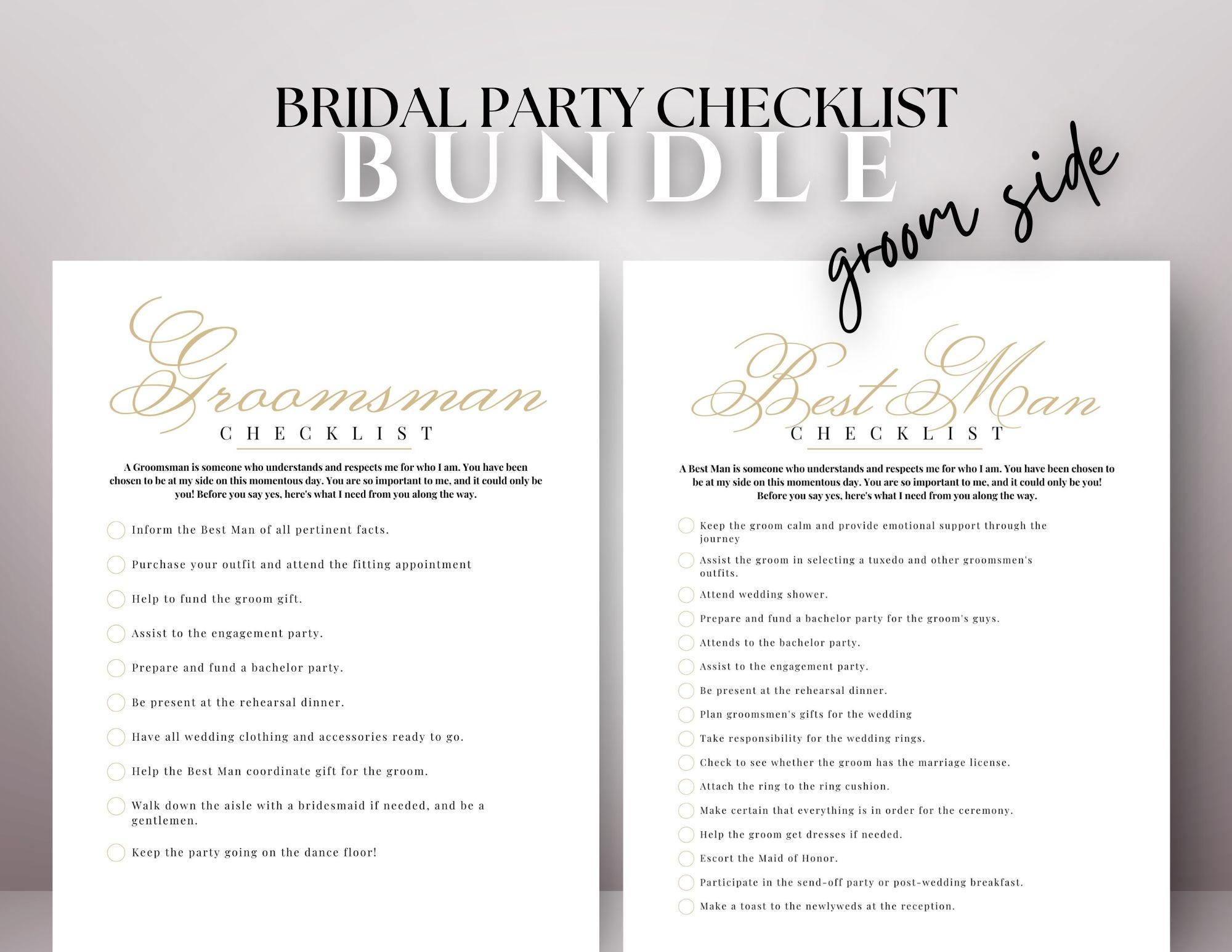 Bridal Party Duties Checklist, Printable Groomsman To-do List, Best Man ...