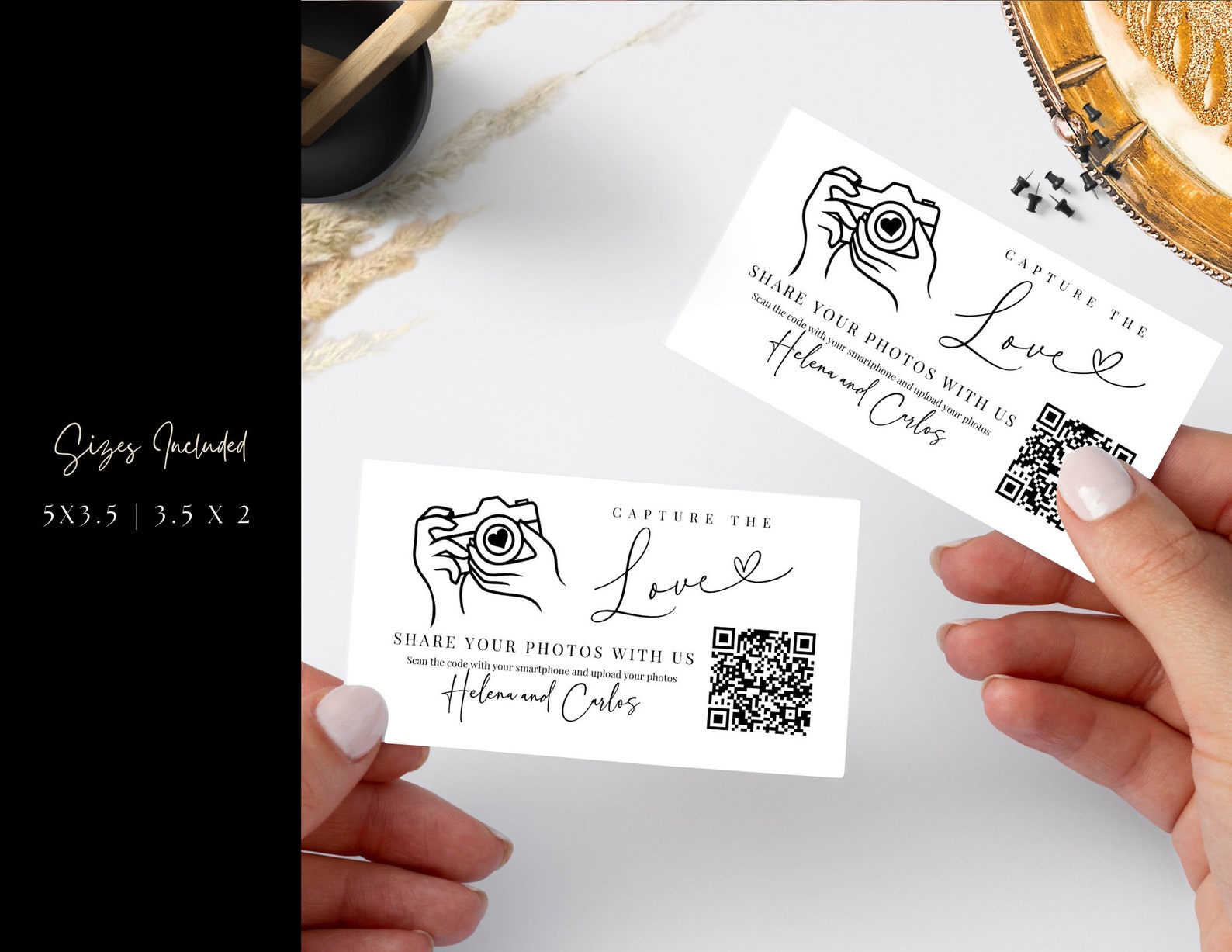 Minimalist Wedding Photo Sharing Card Editable QR Code, Capture the ...