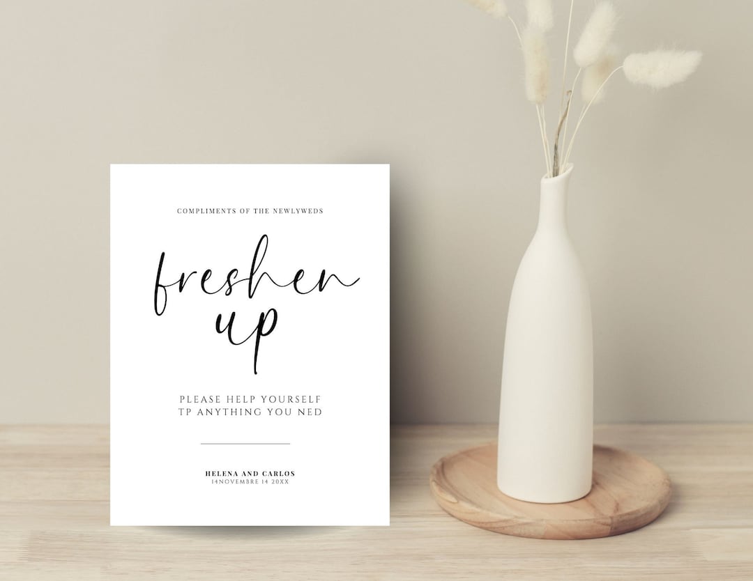 Wedding Bathroom Sign Template, Wedding Freshen up Sign, Modern ...