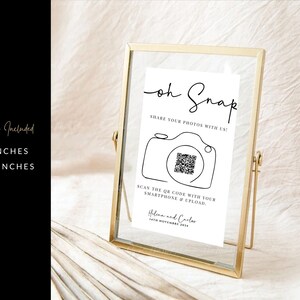Customizable Wedding Photo Sharing Sign, Oh Snap QR Code, Digital ...