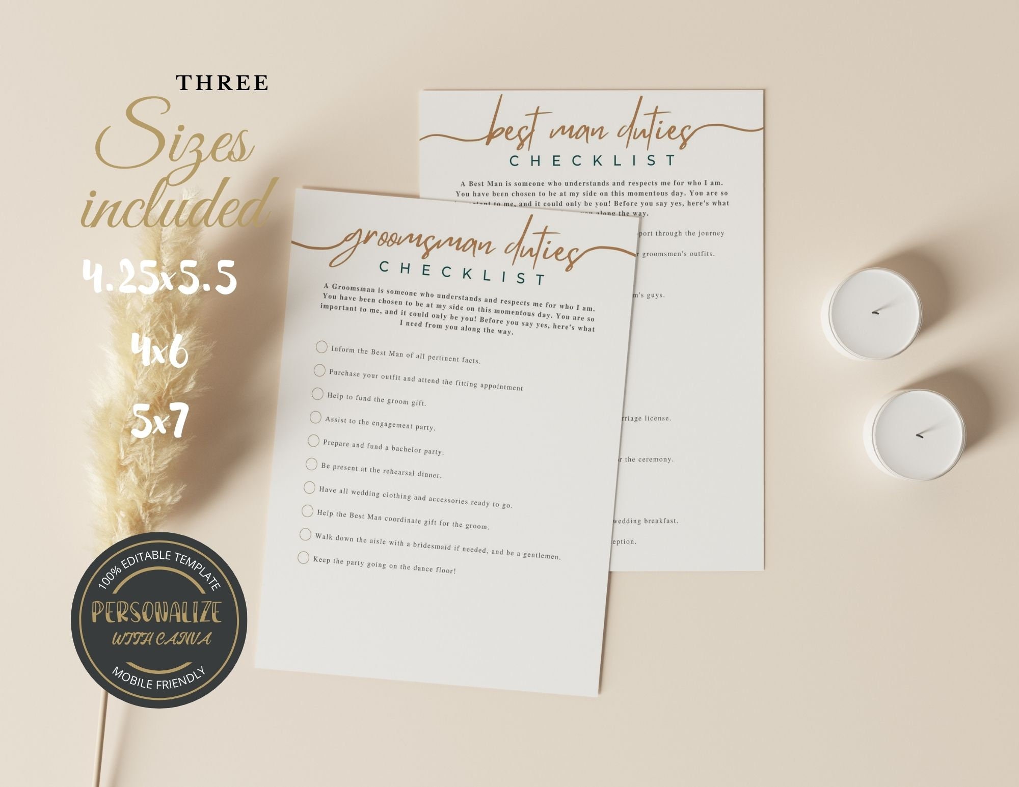 Groomsman Duties Checklist Best Man Responsabilities Info Card Canva ...