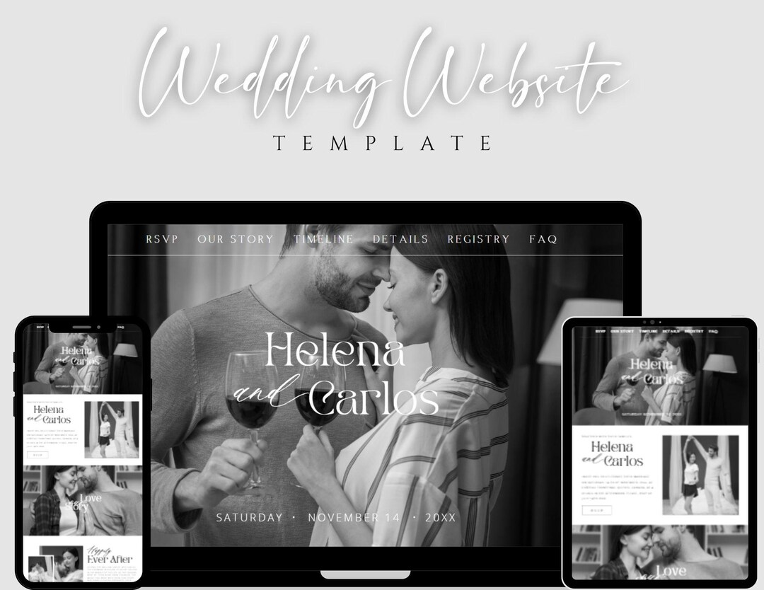 Wedding Website Template, Canva Wedding Website, Aesthetic Wedding ...