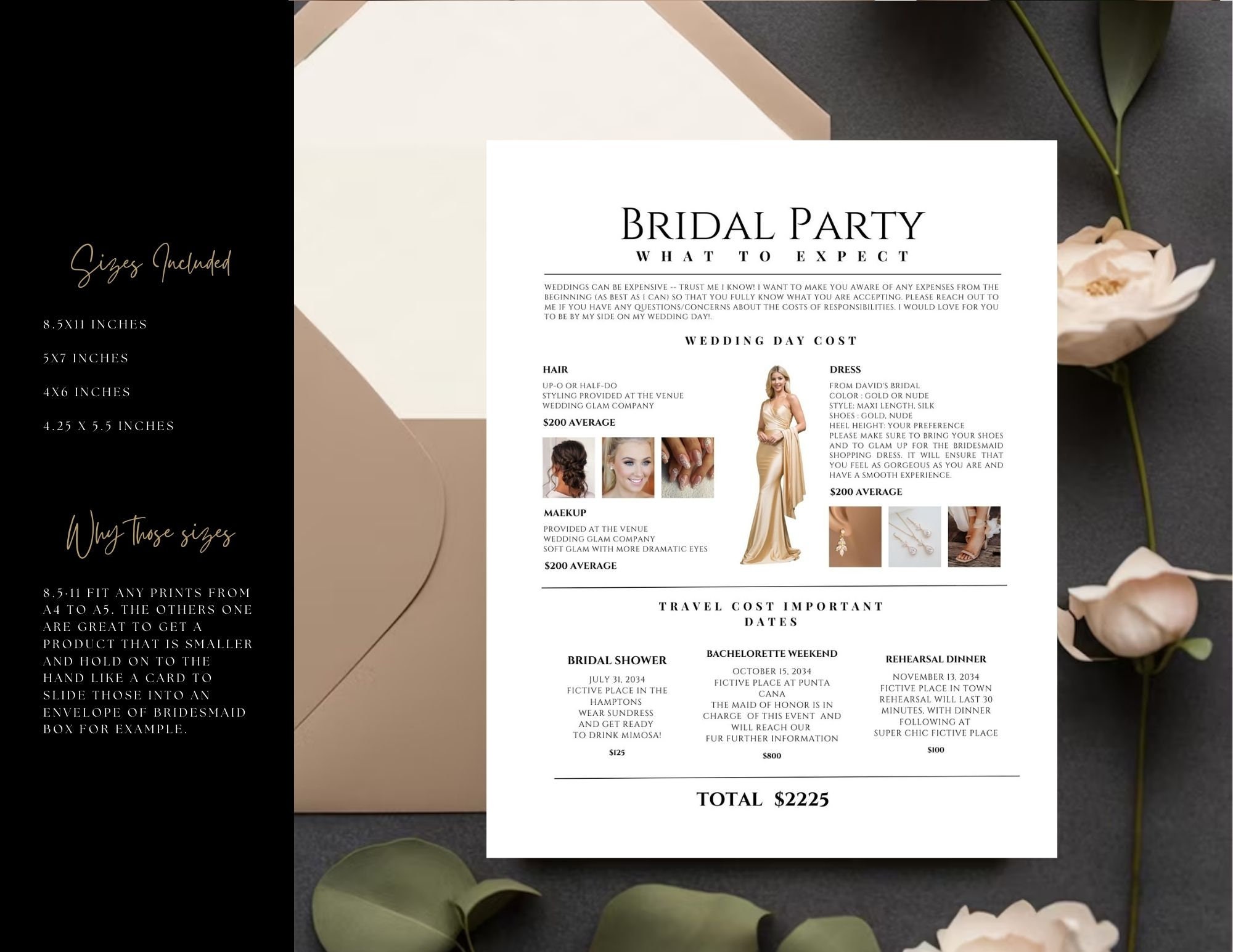 Bridesmaid Pledge What to Expect Card Responsabilities Commitment ...