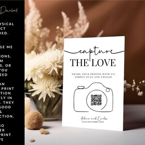 Customizable Wedding Photo Sharing Sign, Capture the Love QR Code ...