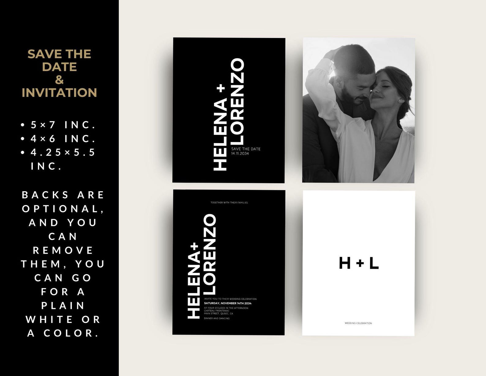 Minimalist Wedding Invitation Set, Modern Wedding Invitation Suite ...
