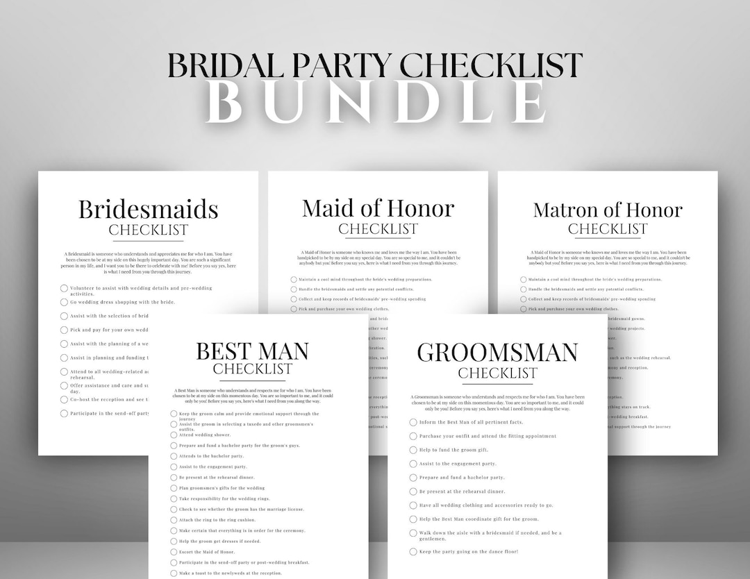 Bridal Party Duties Checklist, Printable Bridesmaid To-do List ...
