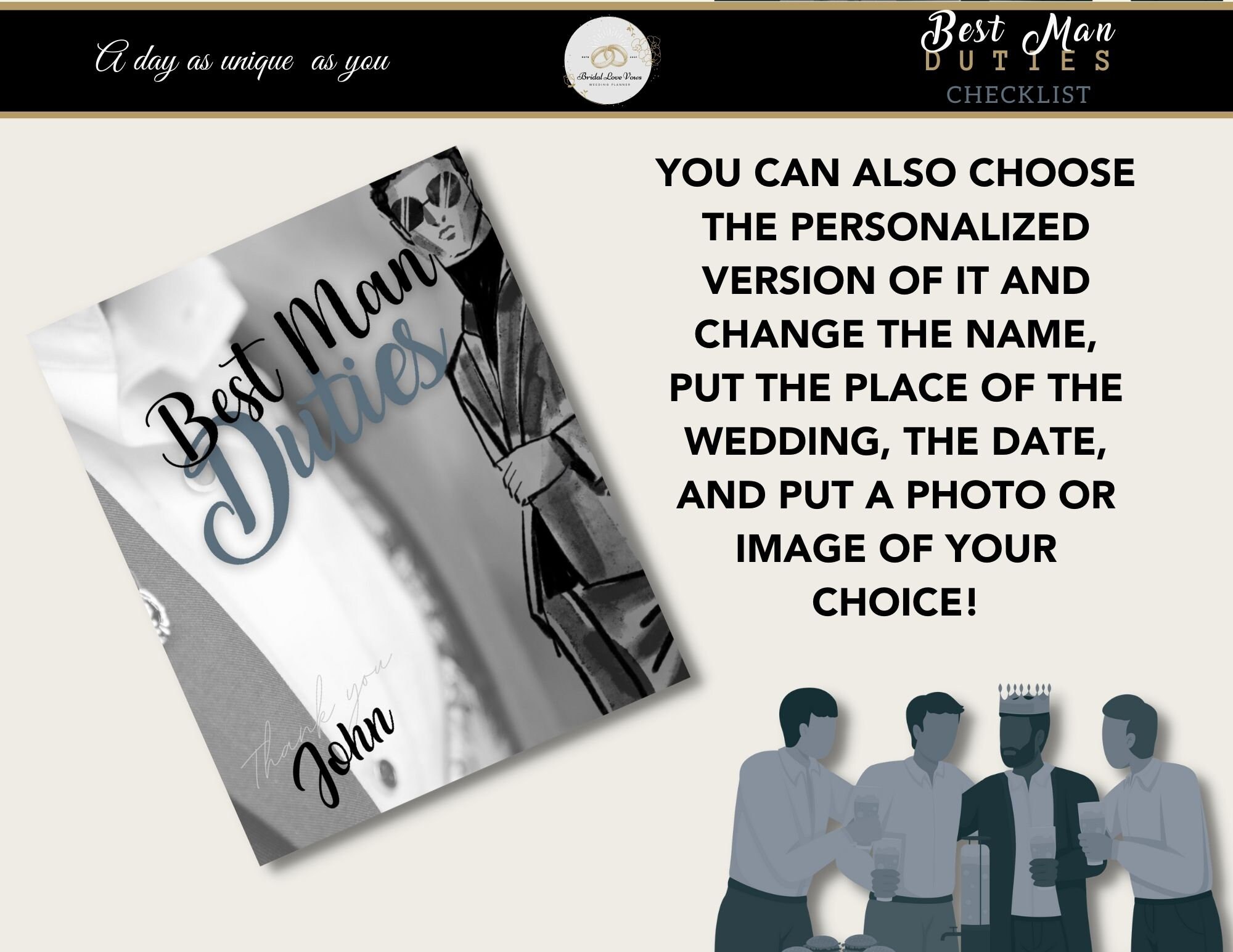 Best Man Duties Proposal Checklist Wedding Planner Binder Bachelor ...