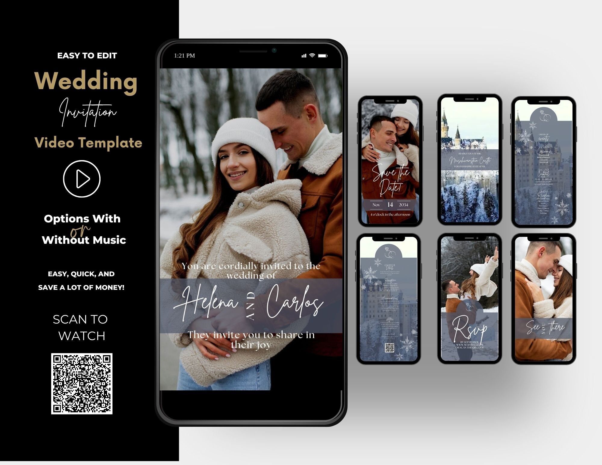 Wedding Video Invitation Canva Template, Animated Wedding Invite With ...