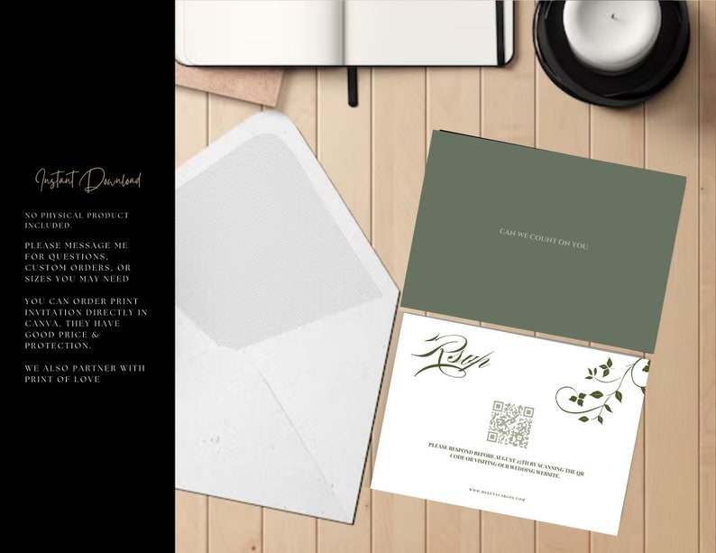 Sage Green Moss RSVP Templates, QR Code & Traditional, Google Form and ...
