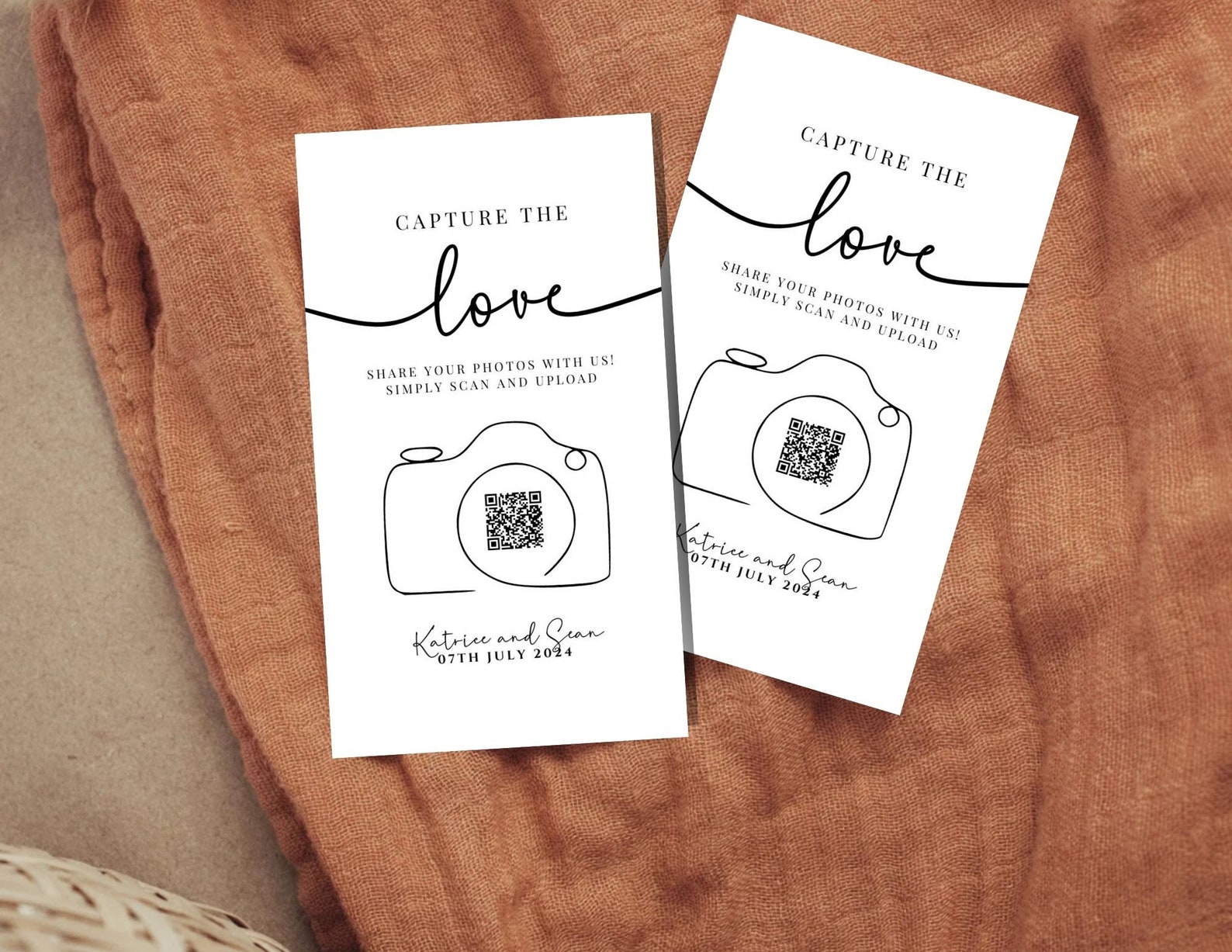 Capture the Love QR Code Wedding Card, Modern Minimalist Wedding Photo ...