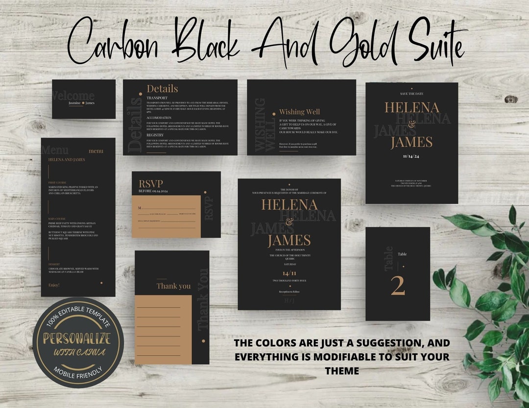 Modern Wedding Invitation Suite, Bespoke Customizable Stationery With ...