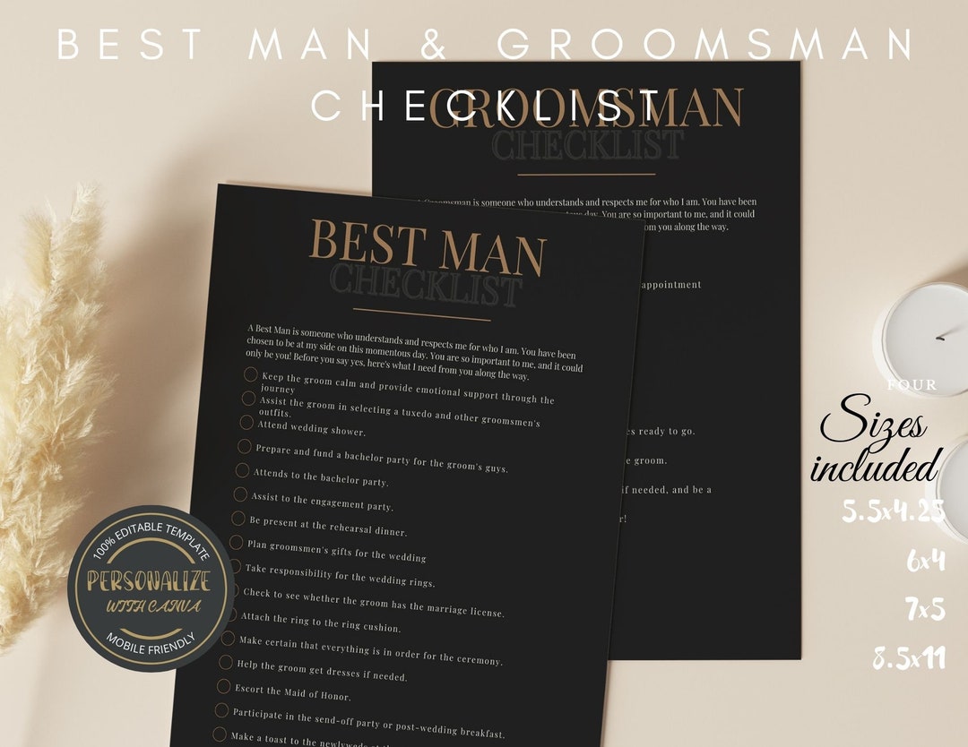 Groomsman Duties Checklist, Best Man Responsabilities, Minimalist ...