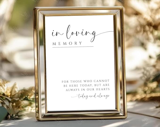 Simple in Loving Memory Sign Wedding Printable | Minimalist Wedding ...