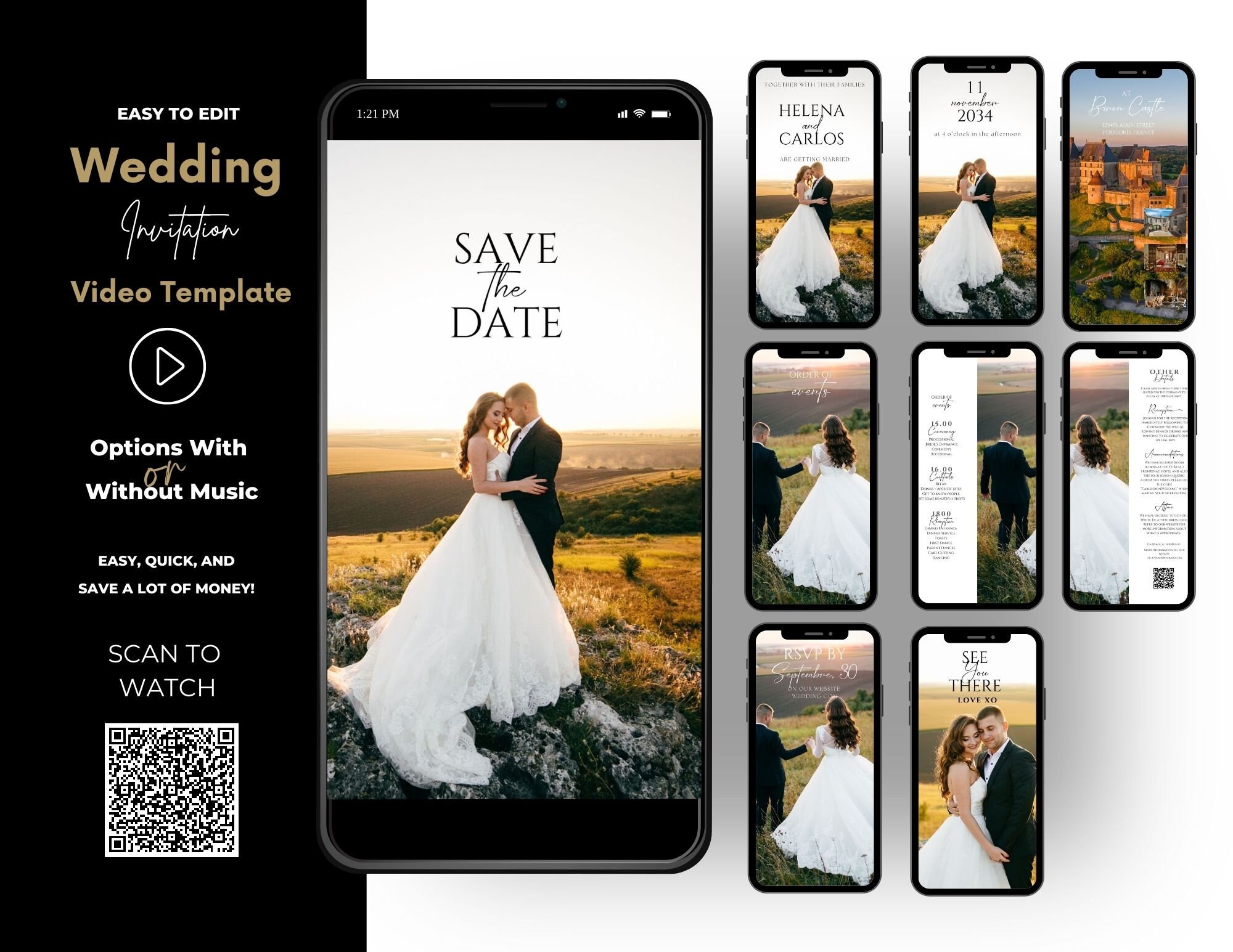 Wedding Video Invitation Canva Template, Animated Wedding Invite With ...