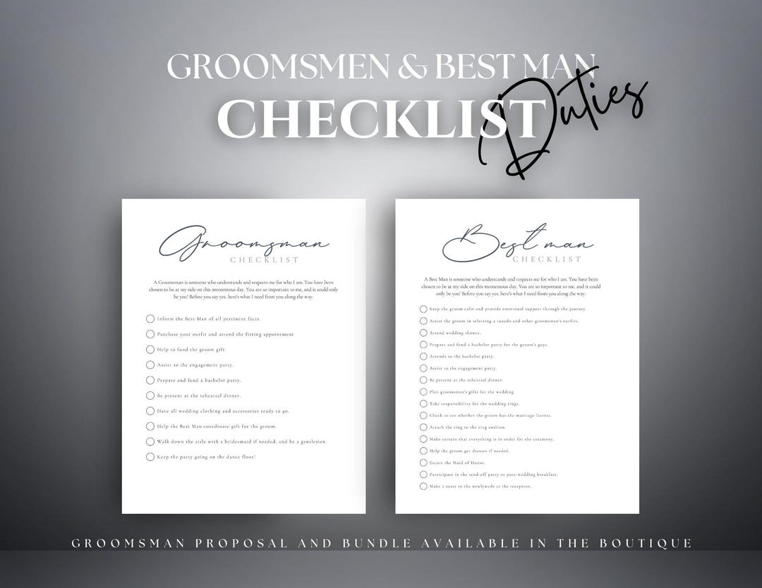 Bridal Party Duties Checklist, Printable Groomsman To-do List, Best Man ...
