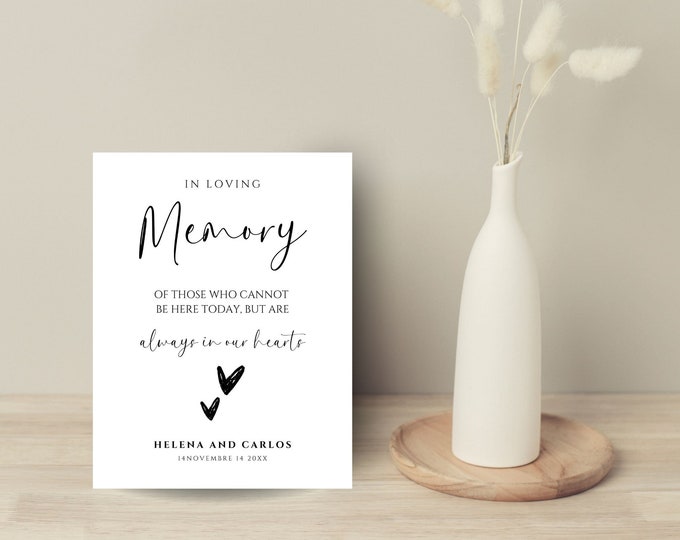 Simple in Loving Memory Sign Wedding Printable | Minimalist Wedding ...