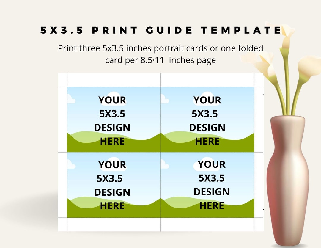 5x3.5 Landscape Invitation Card Printing Template, 5x3.5 Greeting Card ...