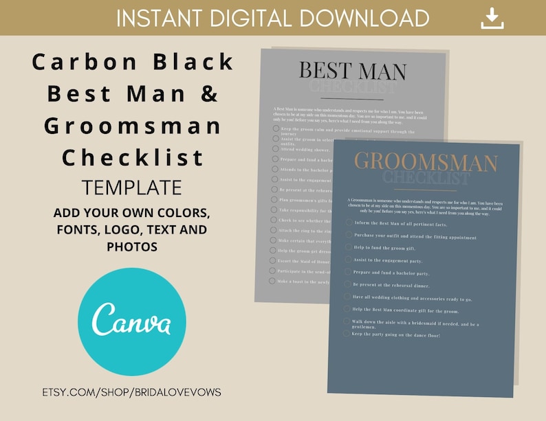 Groomsman Duties Checklist, Best Man Responsabilities, Minimalist ...
