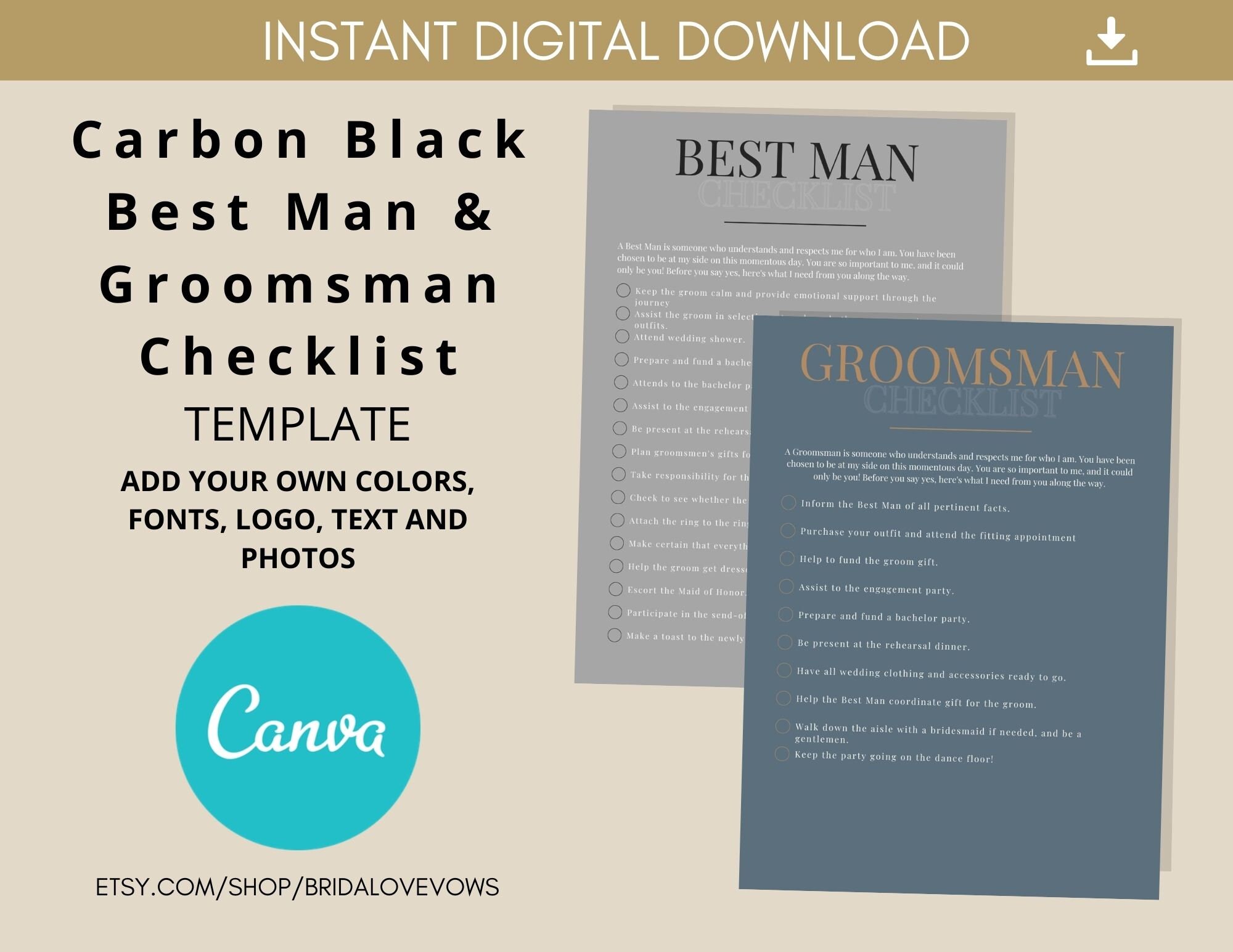 Groomsman Duties Checklist, Best Man Responsabilities, Minimalist ...