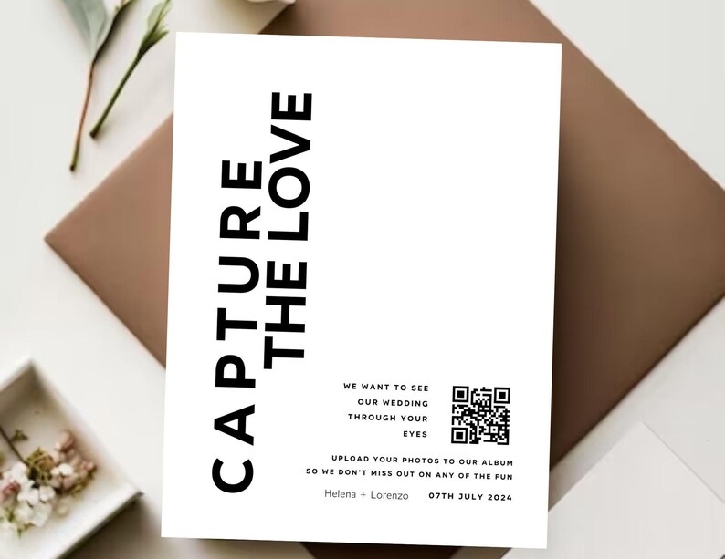 Customizable Wedding Photo Sharing Sign, Capture the Love QR Code ...