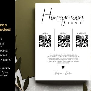 Customizable Wedding Money Sharing Sign, Honeymoon Fund QR Code ...