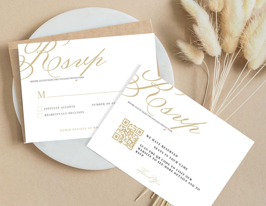 Rsvp QR Code Card, Minimalist Wedding Online Reply Card, Modern Wedding ...