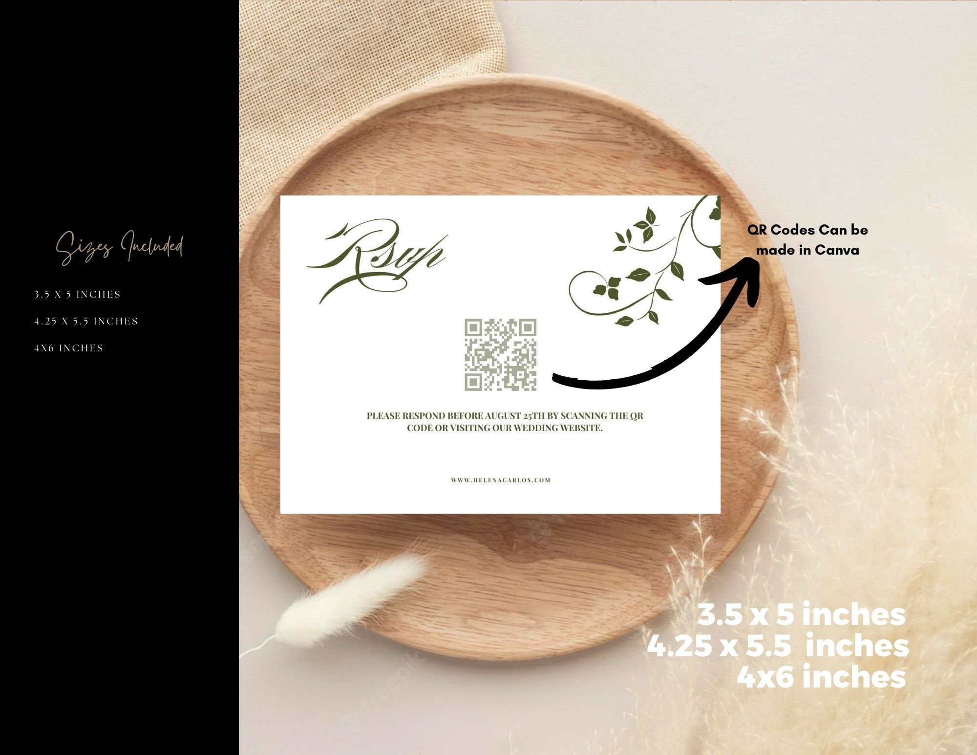 Sage Green Moss RSVP Templates, QR Code & Traditional, Google Form and ...