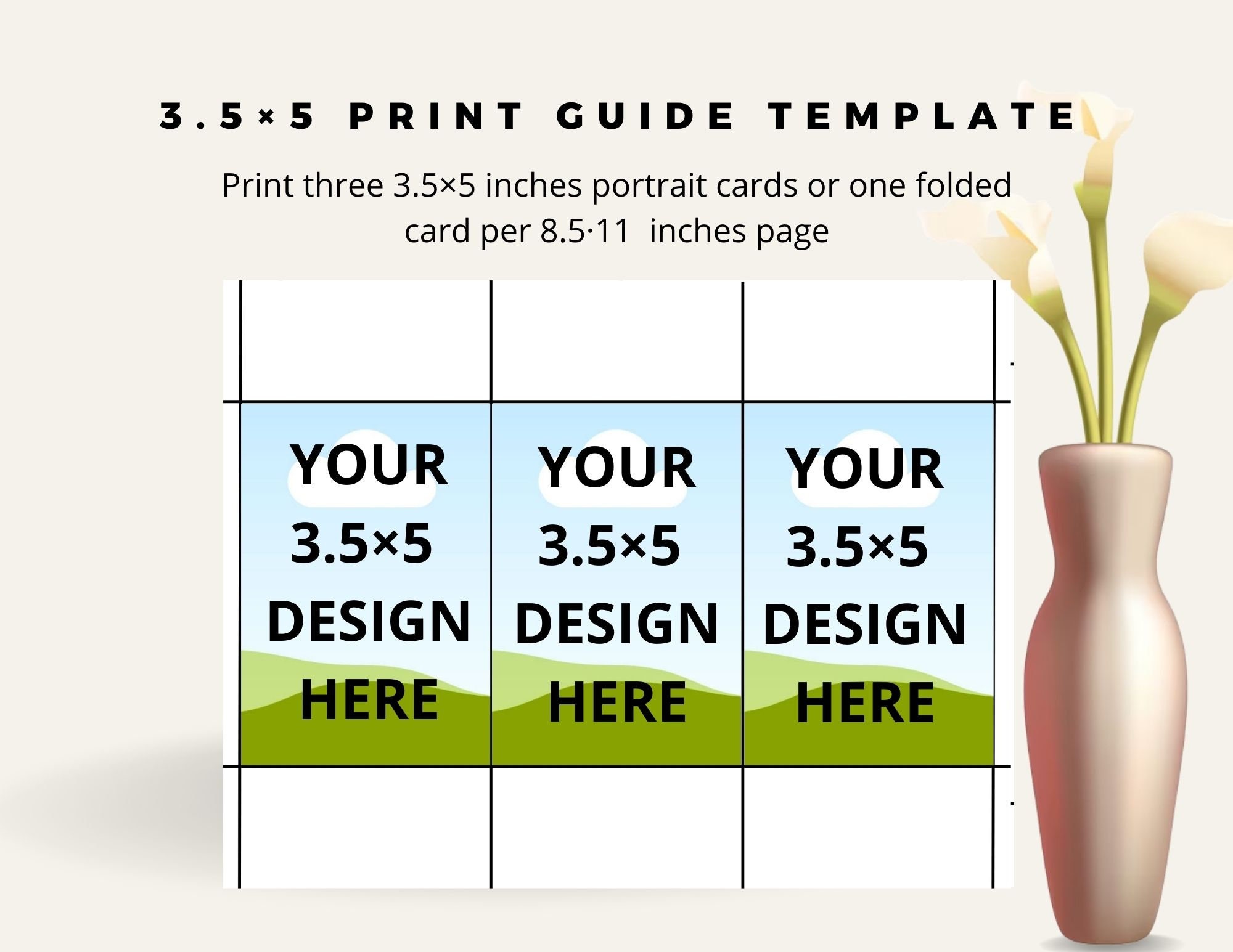 3.5×5 Portrait Invitation Card Printing Template, 3.5×5 Greeting Card ...