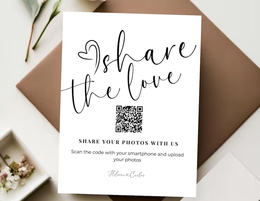 Customizable Wedding Photo Sharing Sign, Capture the Love QR Code ...