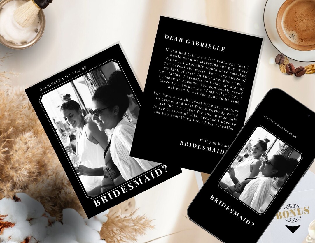 Photo Bridesmaid Proposal Card Template | Printable Canva Invitation ...